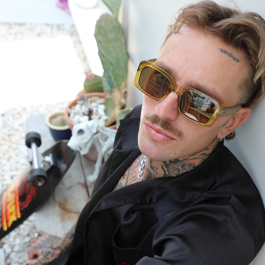 Rocker Sunglasses - Translucent Green & Brown | SIN Eyewear