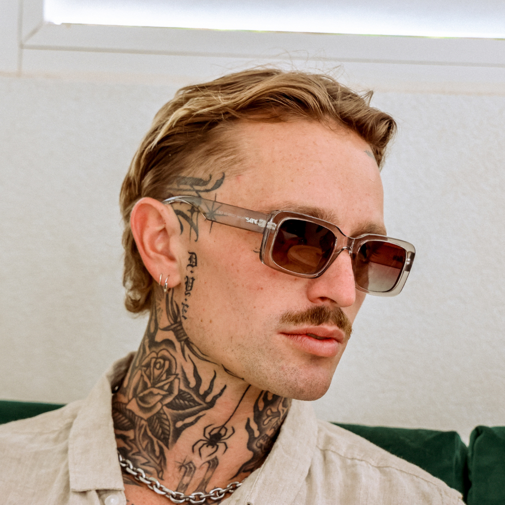 Rocker Sunglasses - Translucent Grey & Brown Gradient | SIN Eyewear